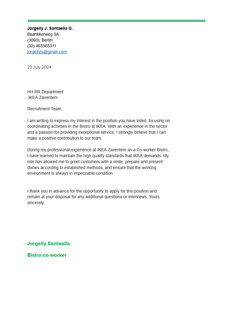 Motivation Letter | PDF