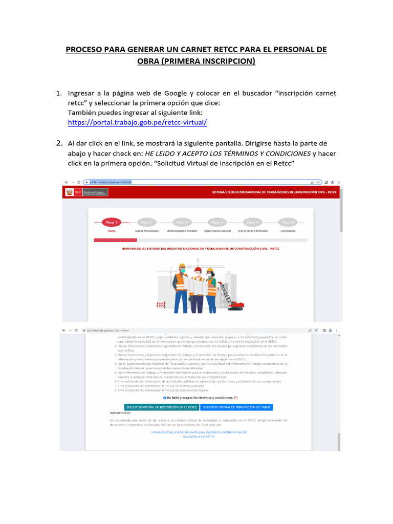 Guía para Obtener el Carnet RETCC | PDF