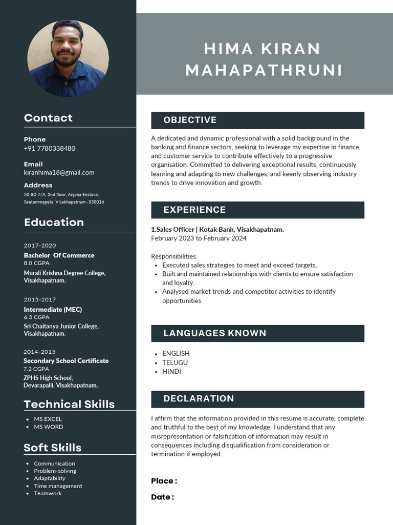 HIMA KIRAN RESUME | PDF | Business