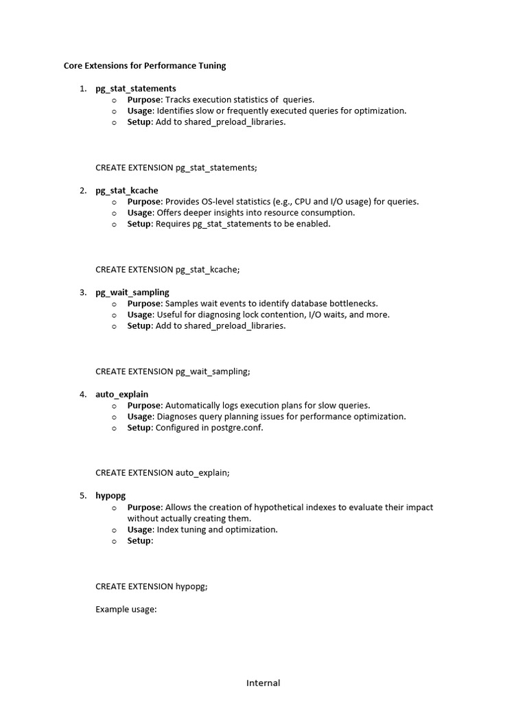 Core Extensions For Postgresql Performance Tuning | PDF | Program Optimization | Databases