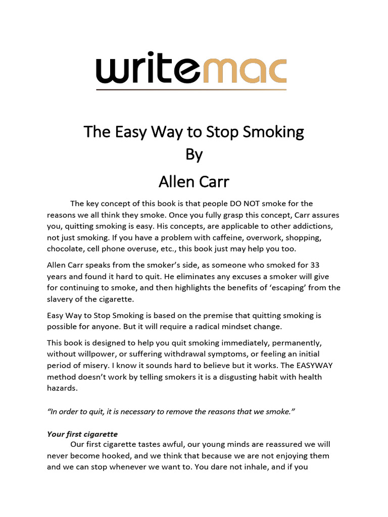 Allen Carr's Easy Way to Quit Smoking | PDF | Allen Carr | Smoking
