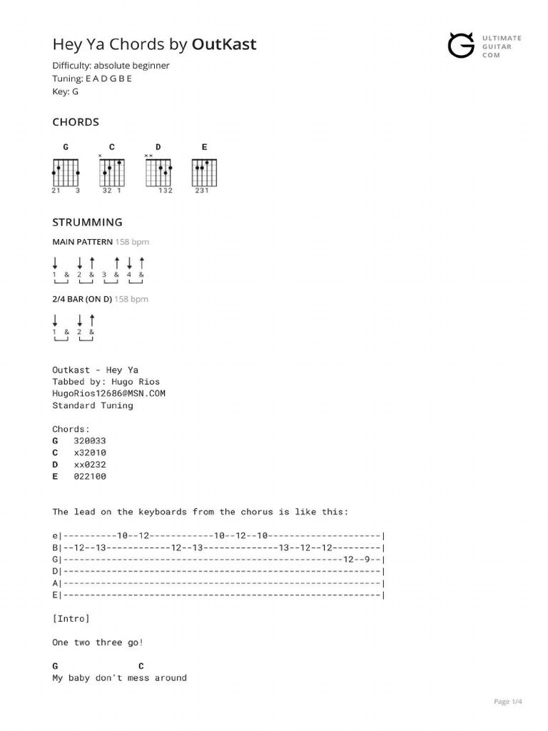 Hey Ya Chords | PDF