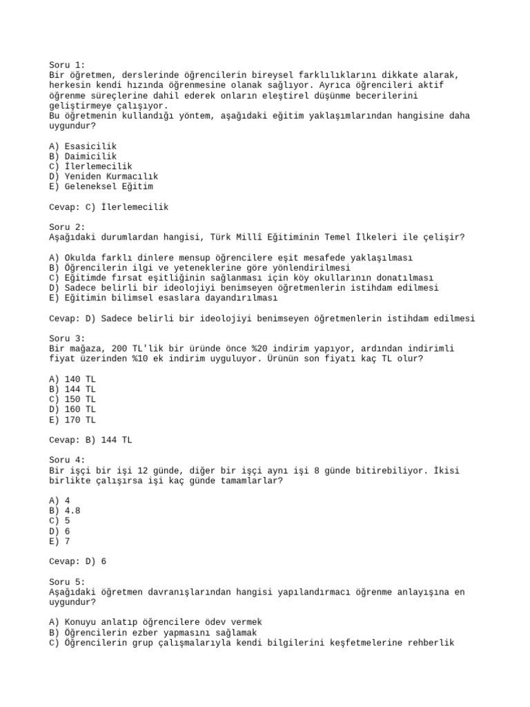 AGS Deneme Sorulari | PDF