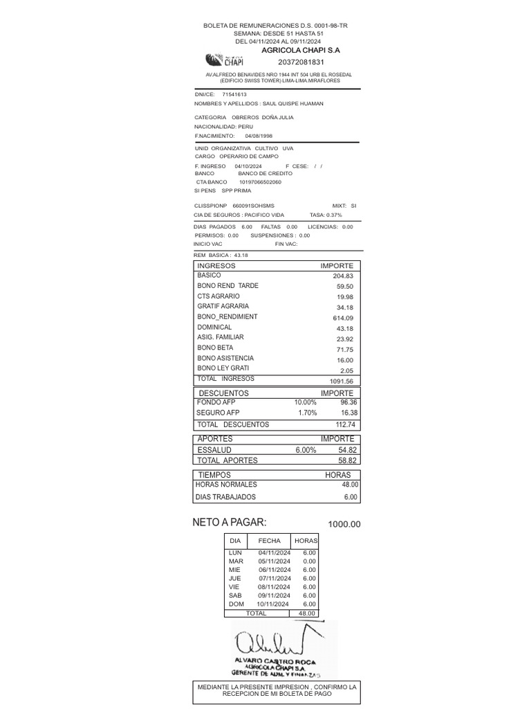 Boleta de Pago 1 | PDF
