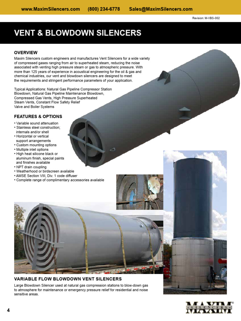 Variable Flow Blowdown Vent Silencers | PDF | Gases | Natural Gas