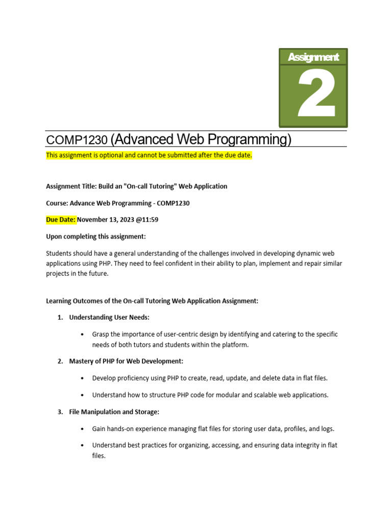 Assignment2 COMP1230 Fall2023 | PDF | Web Development | Password