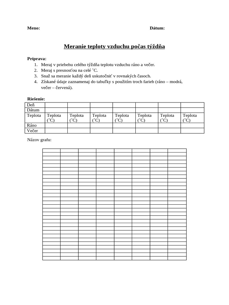 Meranie Teploty Vzduchu Počas Týždňa 1060748557654d1e5f4b565 | PDF