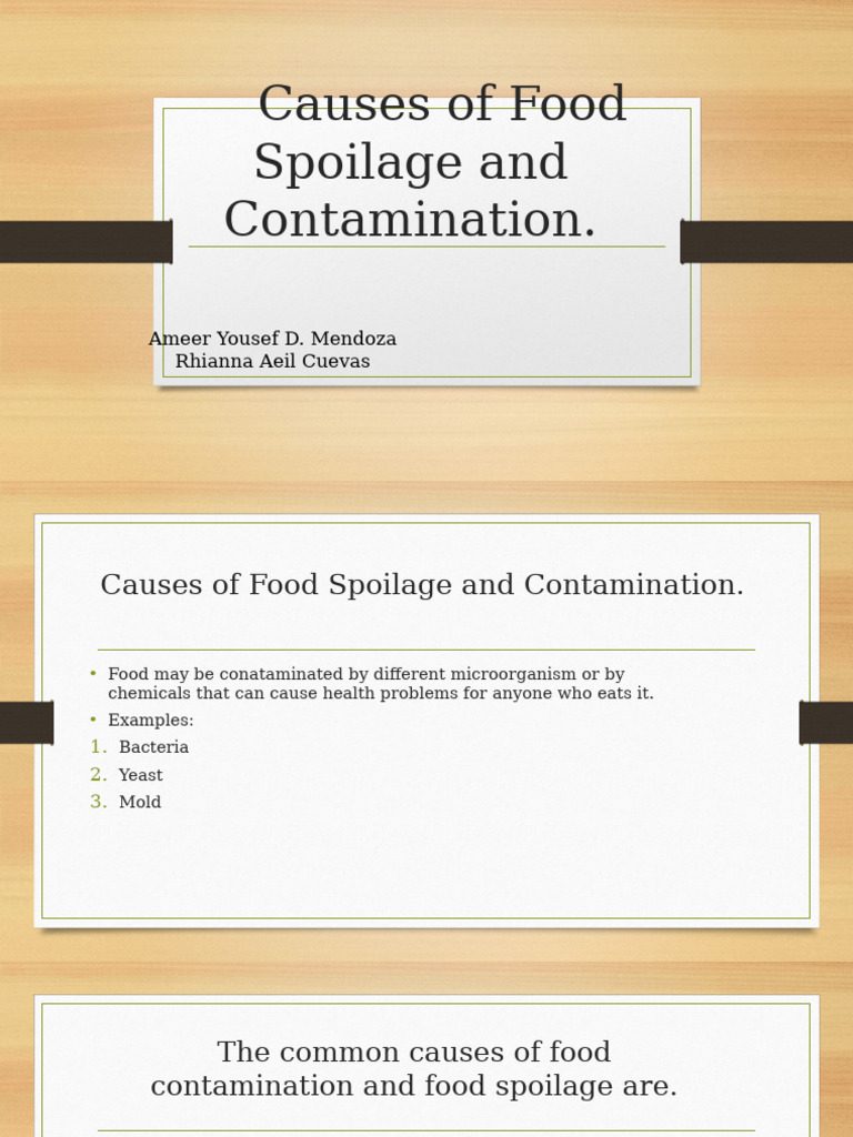 Causes of Food Contamination and Food Spoilage. | PDF