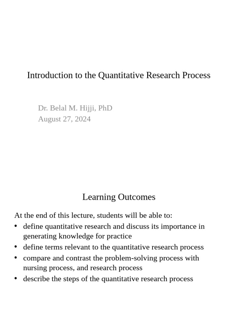 Overview of Quantitative Research Steps | PDF | Experiment ...