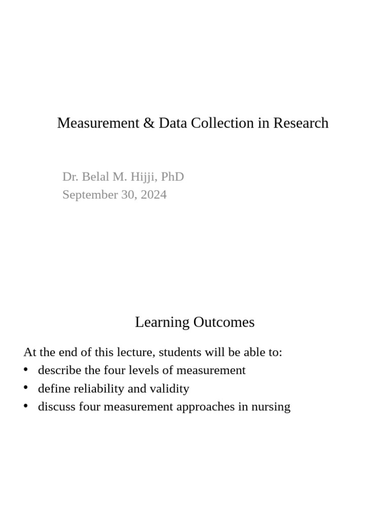 Measurement and Data Collection in Research | PDF | Level Of ...