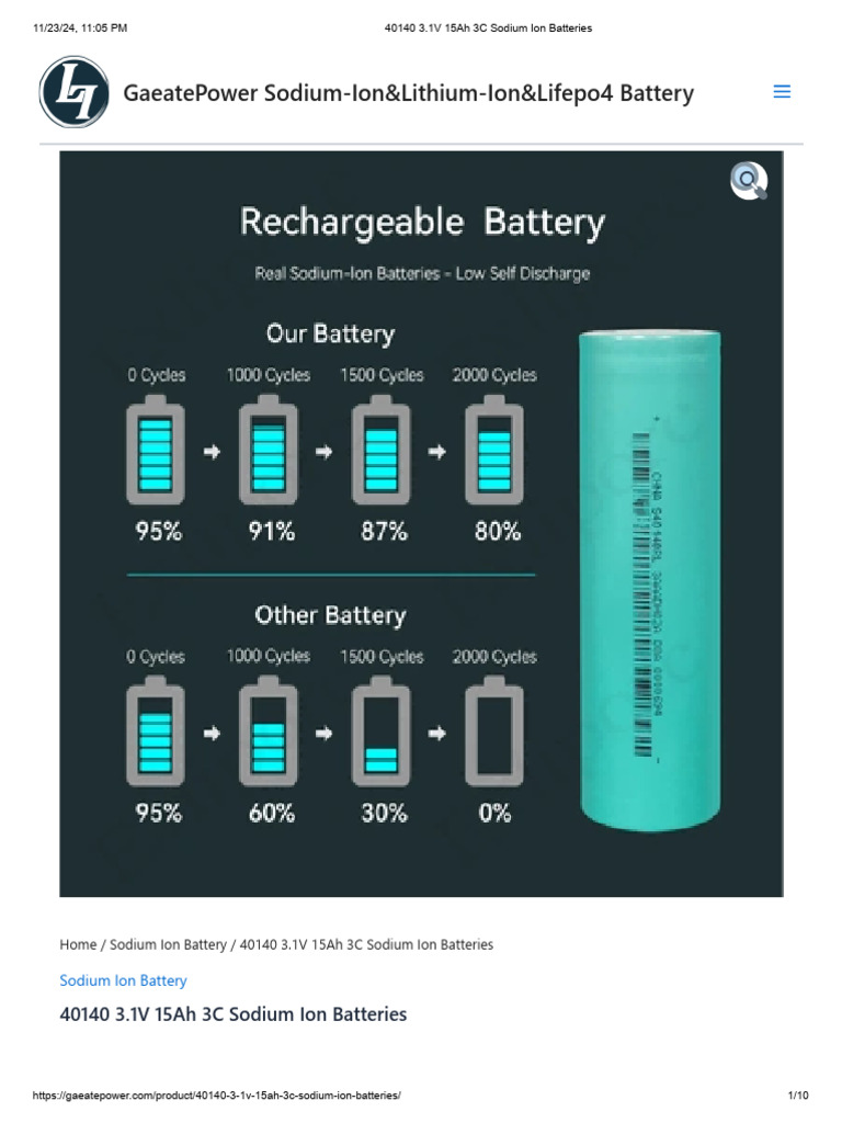 3.1V 15ah 3C Sodium Ion Batteries | PDF | Lithium Ion Battery | Energy ...