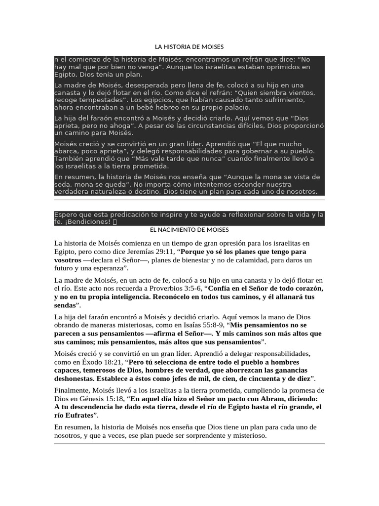 LA HISTORIA DE MOISES | PDF | Moisés | Creencia religiosa y doctrina