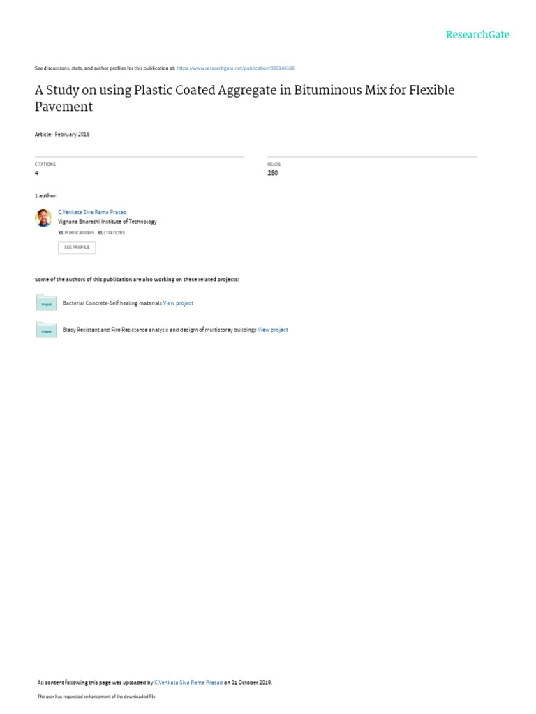 A Study On Using Plastic Coated Aggregate in Bituminous | PDF ...