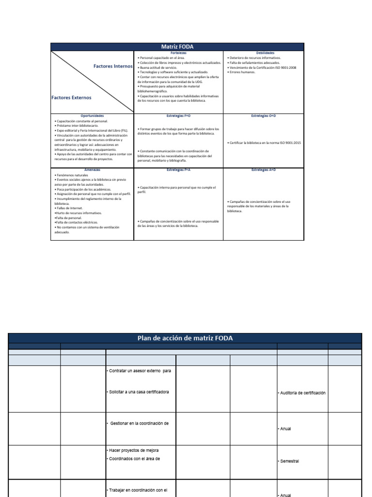 matriz_y_plan_de_accion_foda | PDF | Análisis FODA | Auditoría