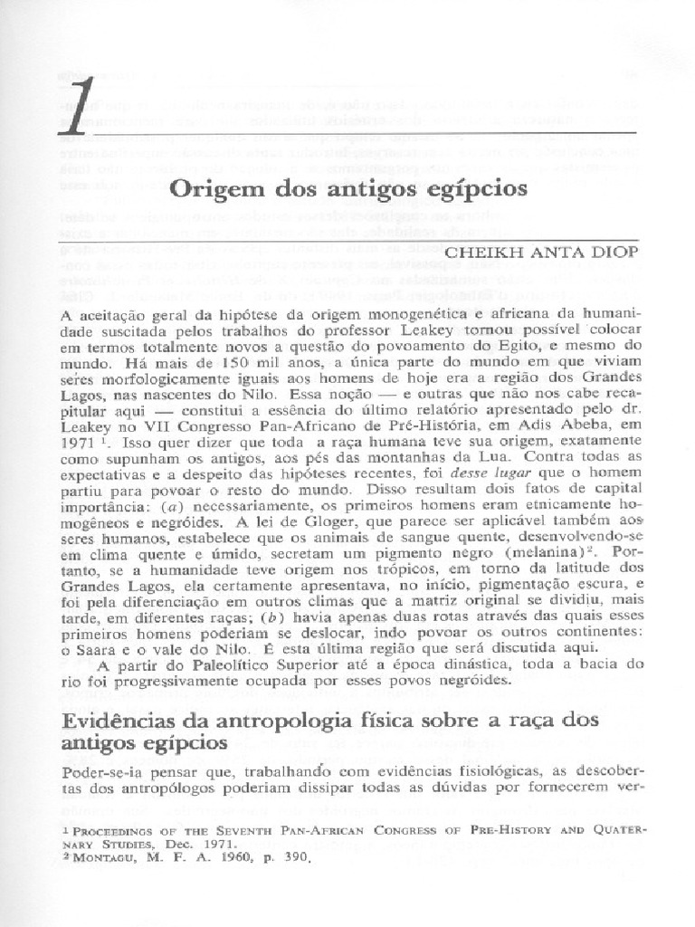 Cheik Anta Diop- Origem dos antigos egípcios | PDF