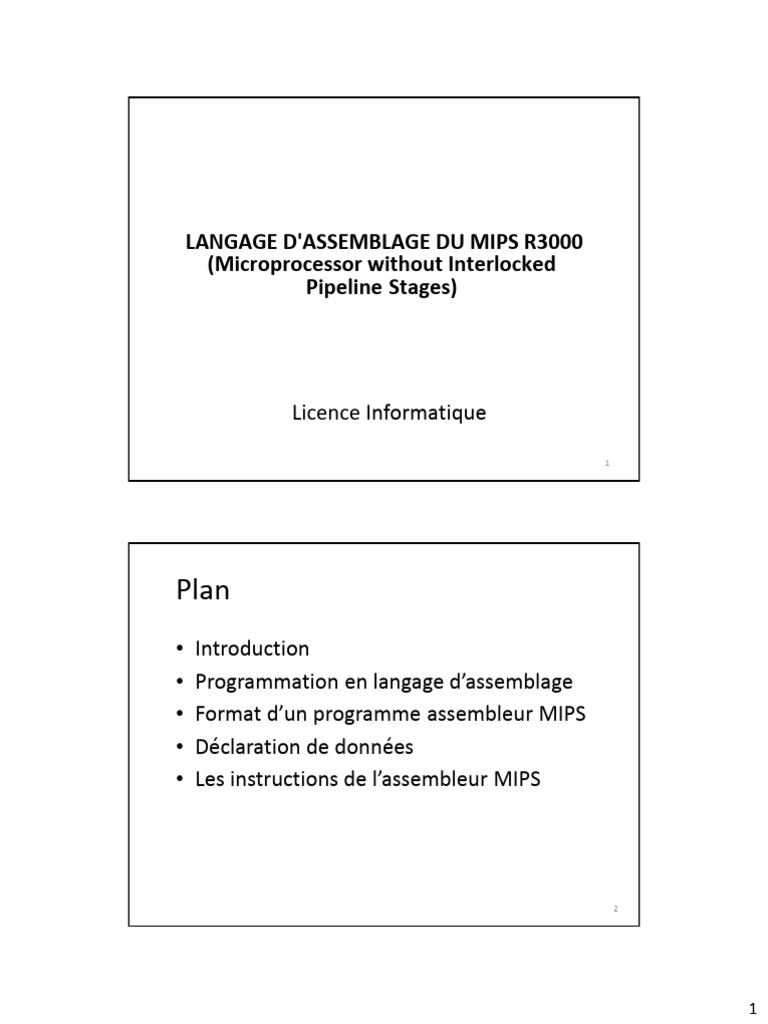 Programmation en assembleur MIPS R3000 | PDF | Assembleur | Programme ...