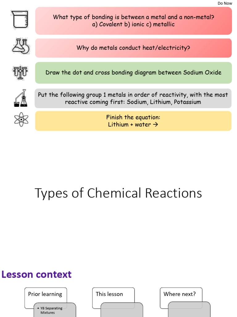 Types of Chemical Bonding and Reactivity | PDF | Redox | Chemical Reactions
