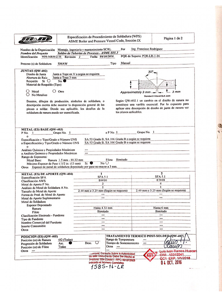 01 WPS 2-16 Asme Seccion Ix | PDF