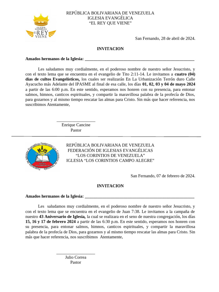 Carta Campaña El Rey Que Viene | PDF