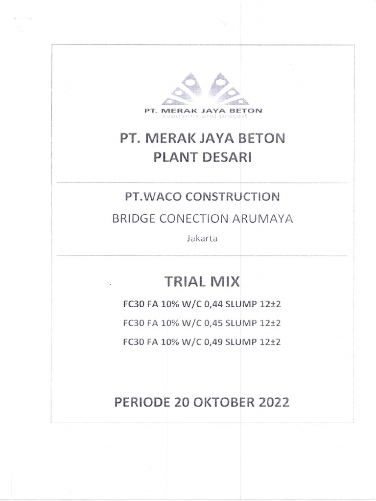 Trial Mix Beton Merak 20221020 | PDF