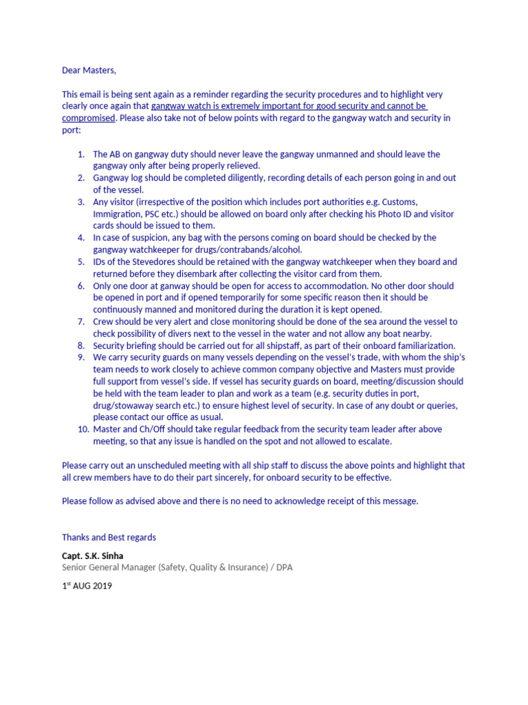 Security Procedures | PDF