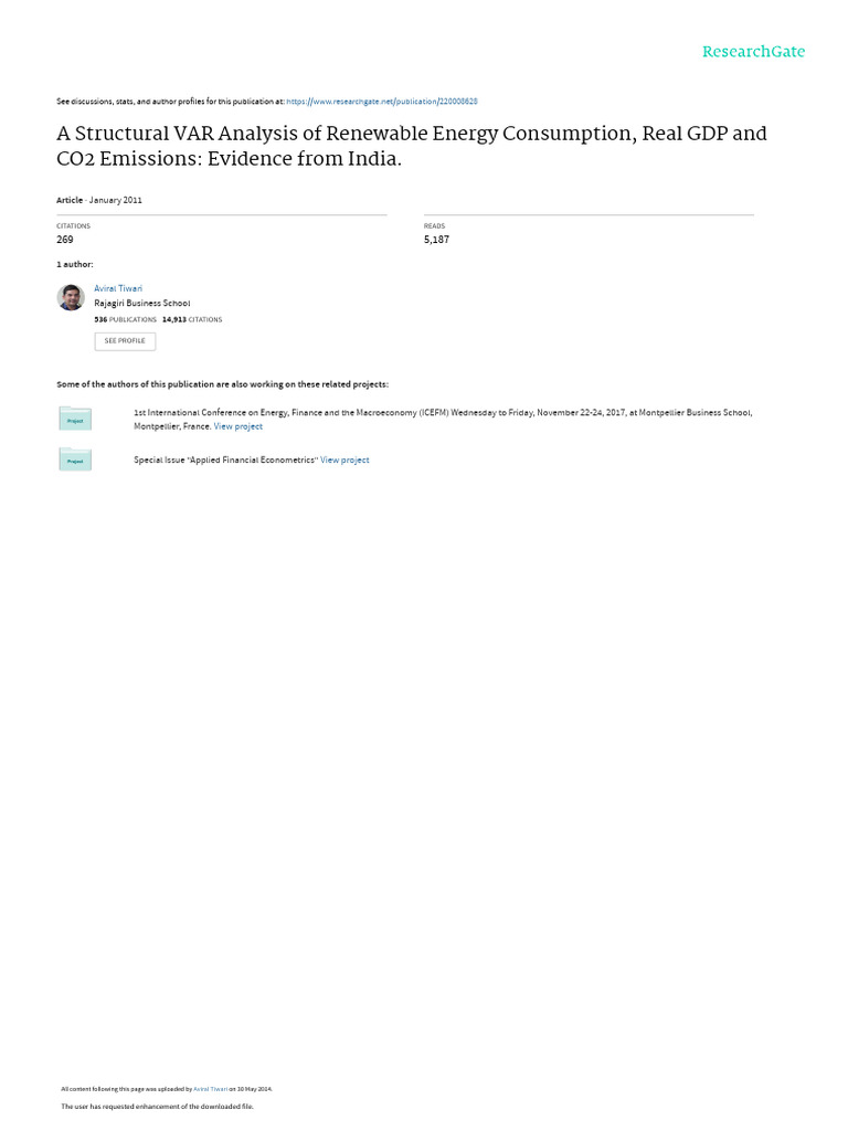 A Structural VAR Analysis of Renewable Energy Cons | PDF | Vector ...