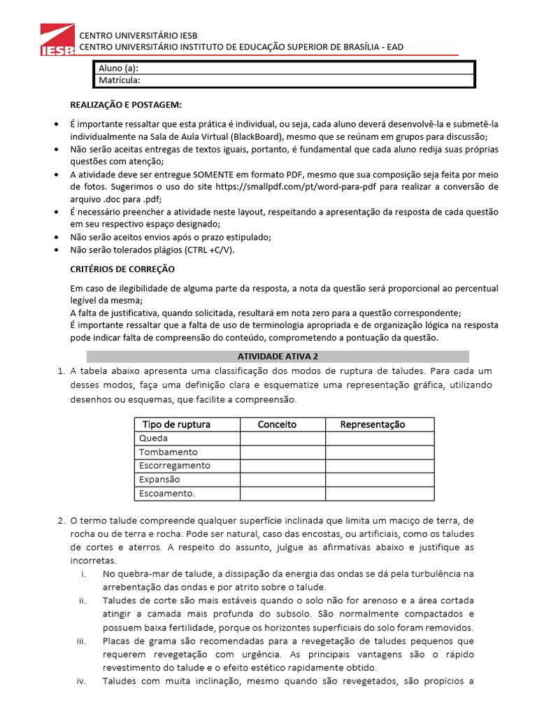 Atividade Ativa 2 - FET | PDF | Solo