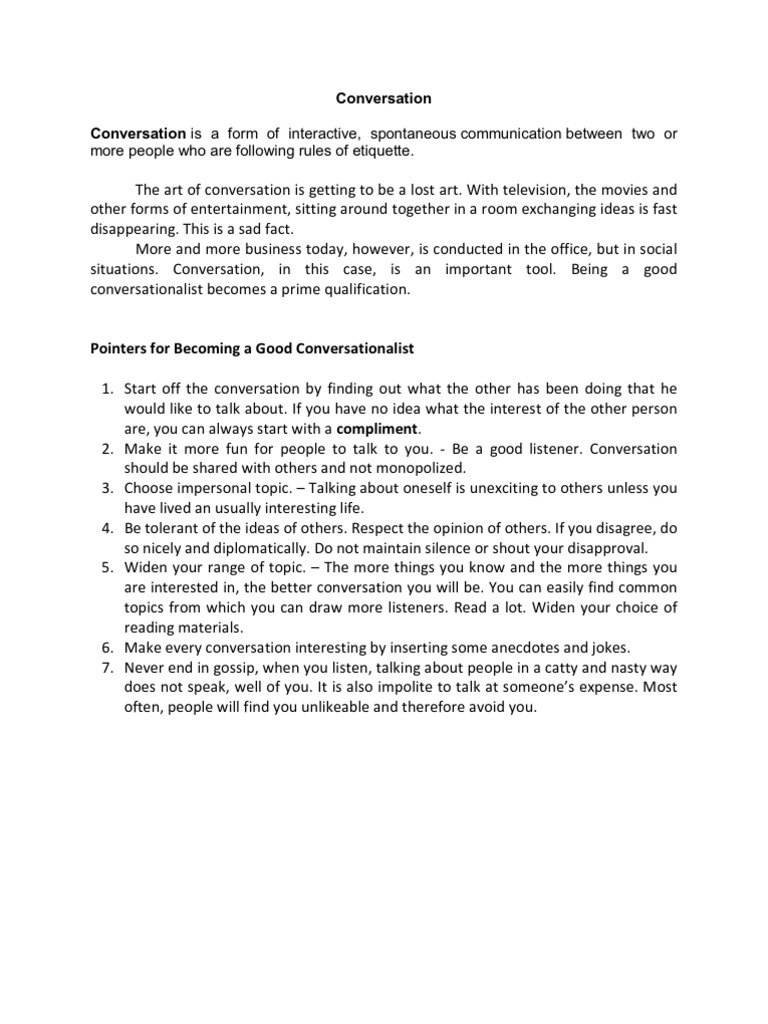 Conversation | PDF | Conversation | Human Communication