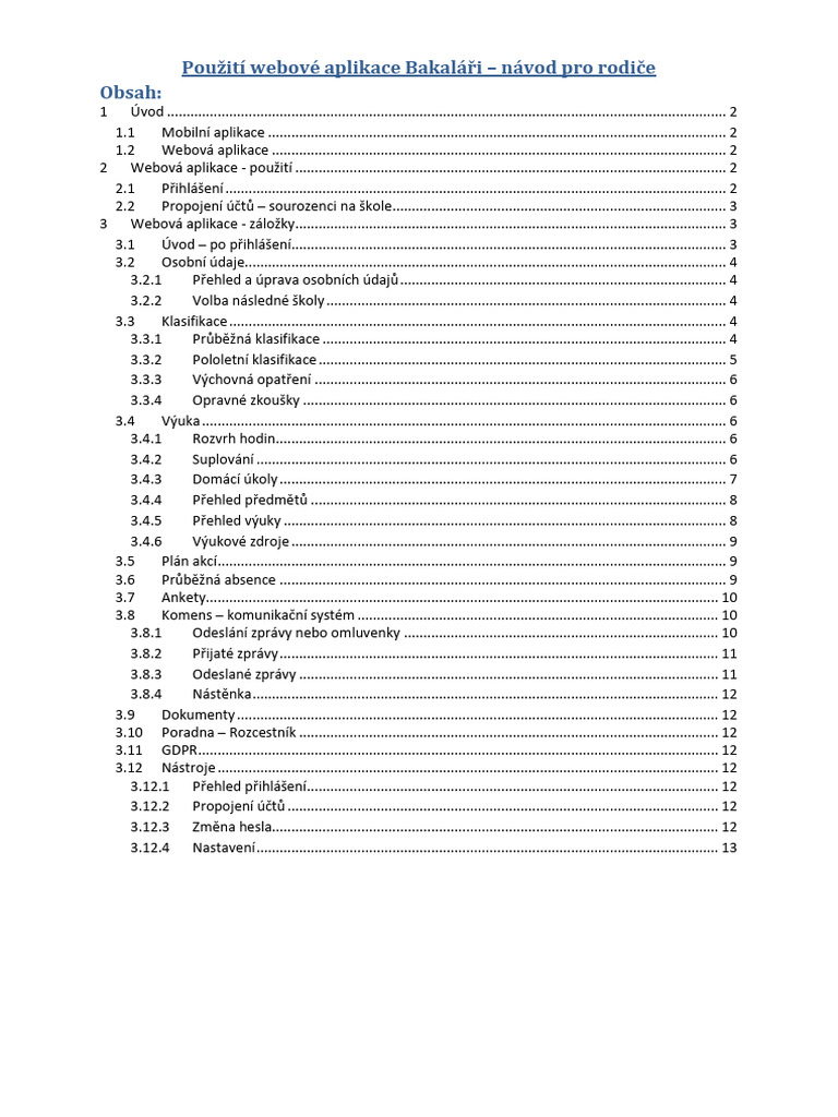Bakalari Navod Rodice | PDF