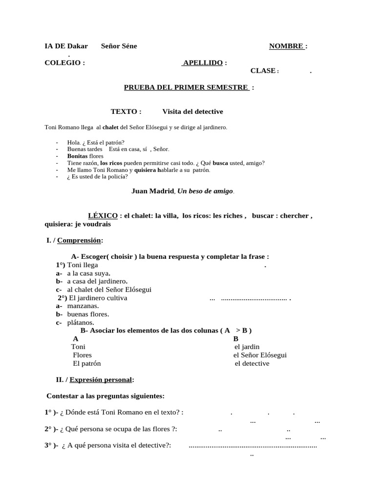 Prueba de Comprensión de Lectura | PDF | Lingüística