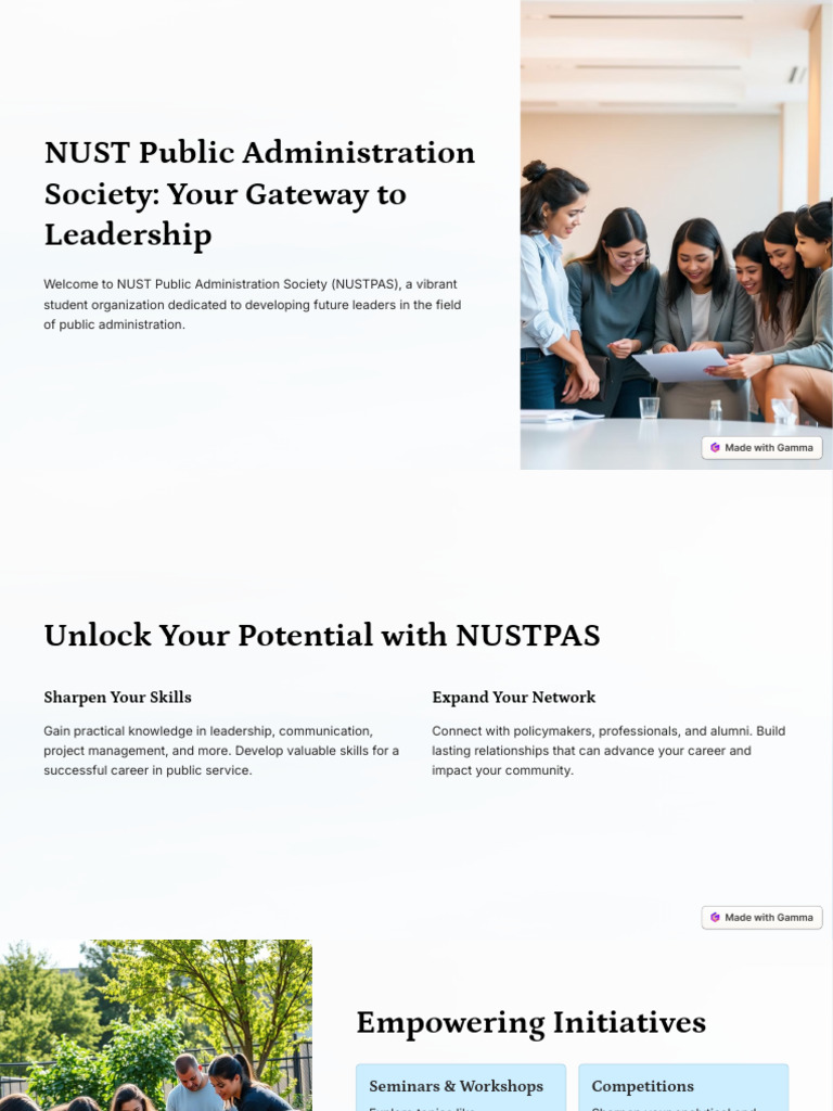 NUST Public Administration Society Your Gateway To Leadership | PDF | Leadership | Learning