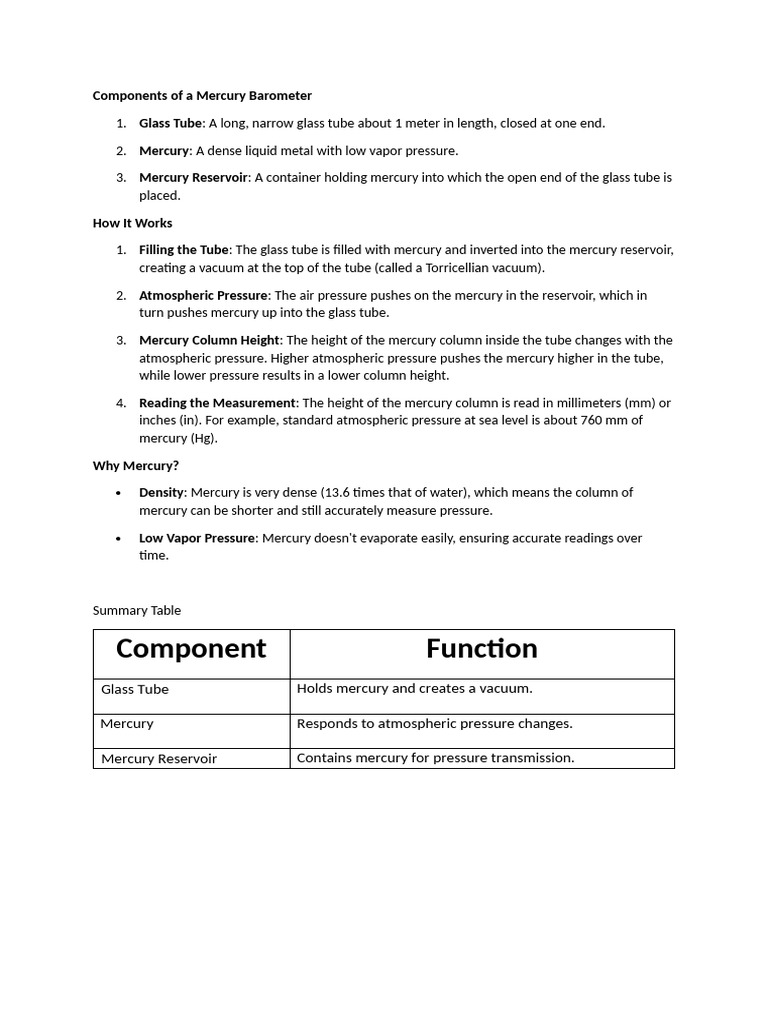 Physics HW On Mercury Barometer | PDF