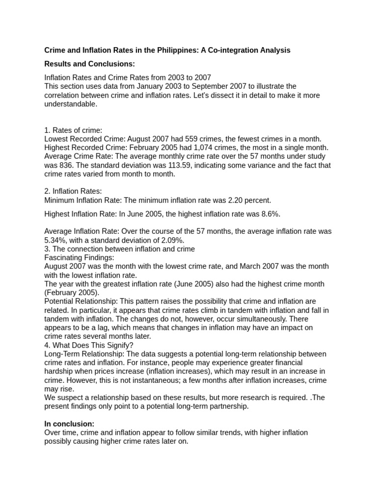 Crime and Inflation Rates in The Philippines A Co-Integration Analysis ...