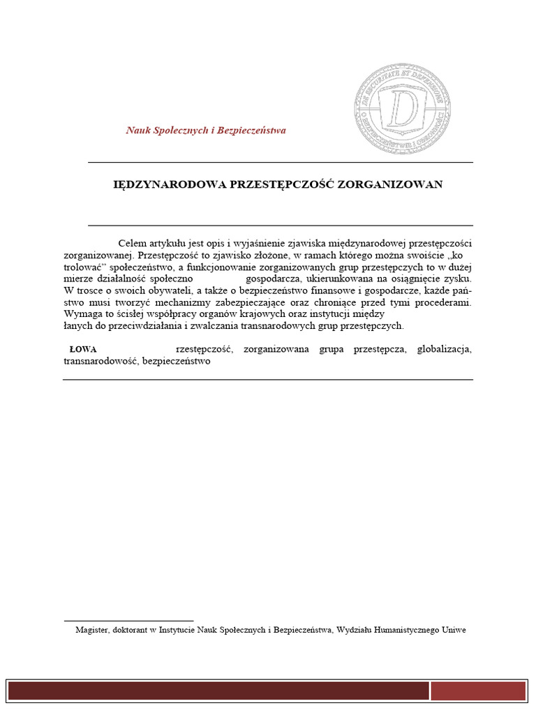 Międzynarodowa Przestępczość Zorgan | PDF