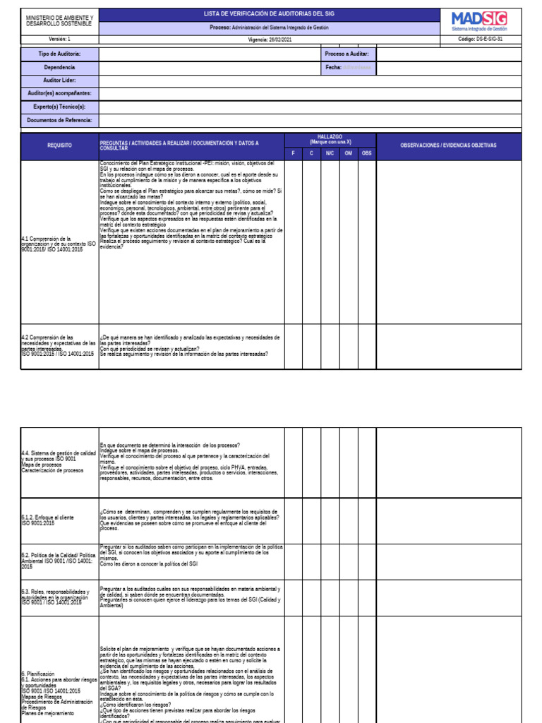DS E SIG 31 V1 Copia Controlada | PDF | Auditoría | Planificación