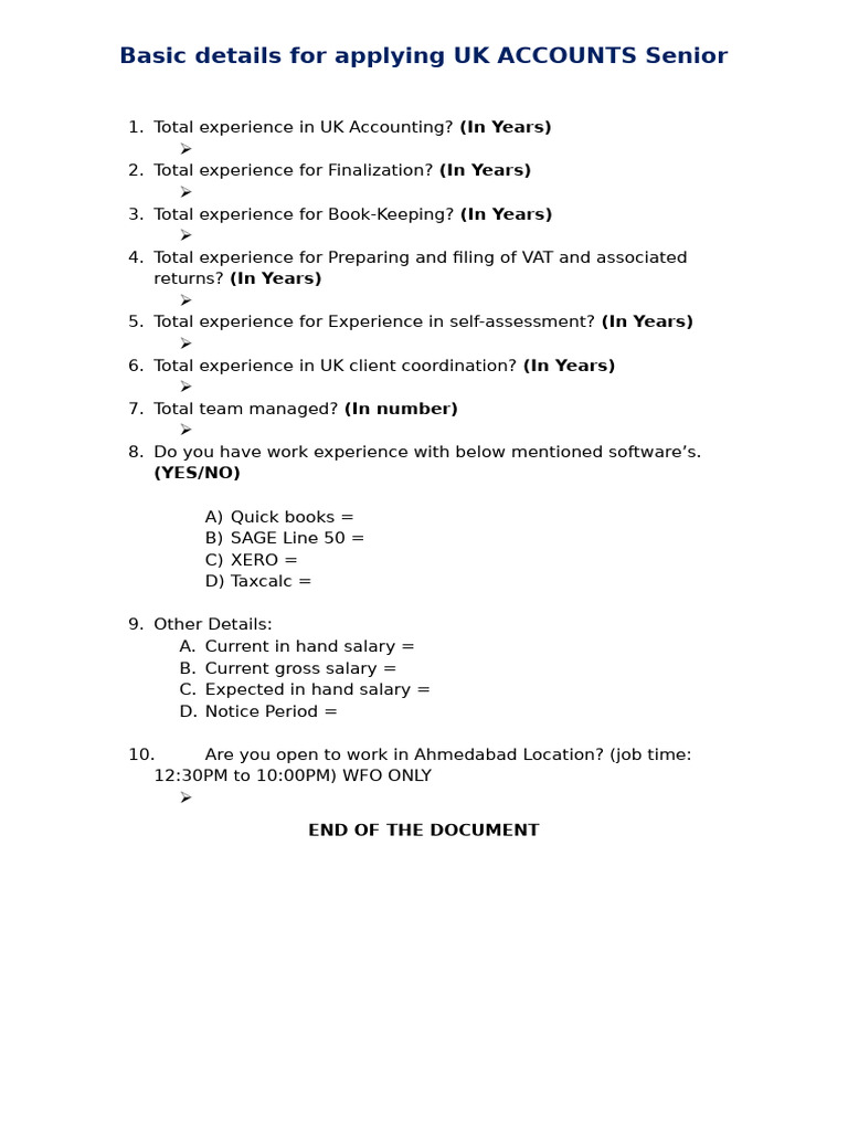 Basic INFO - UK Accounts Senior | PDF