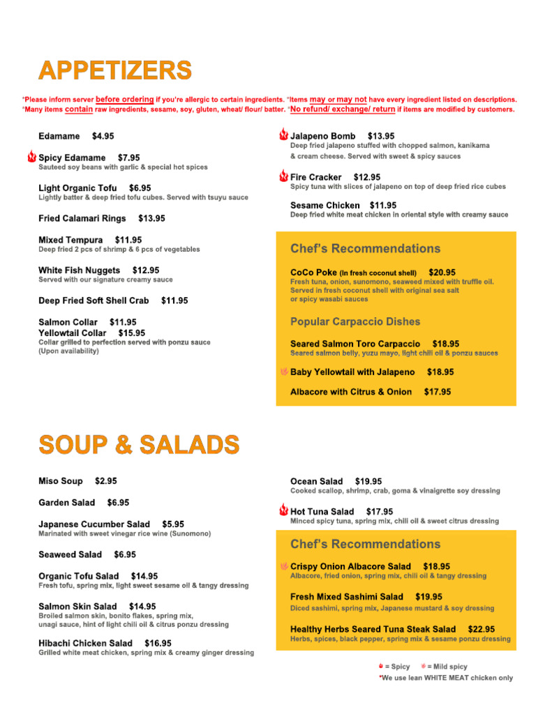 Flyin Fin Menu | PDF | Cucumber | Edible Fruits