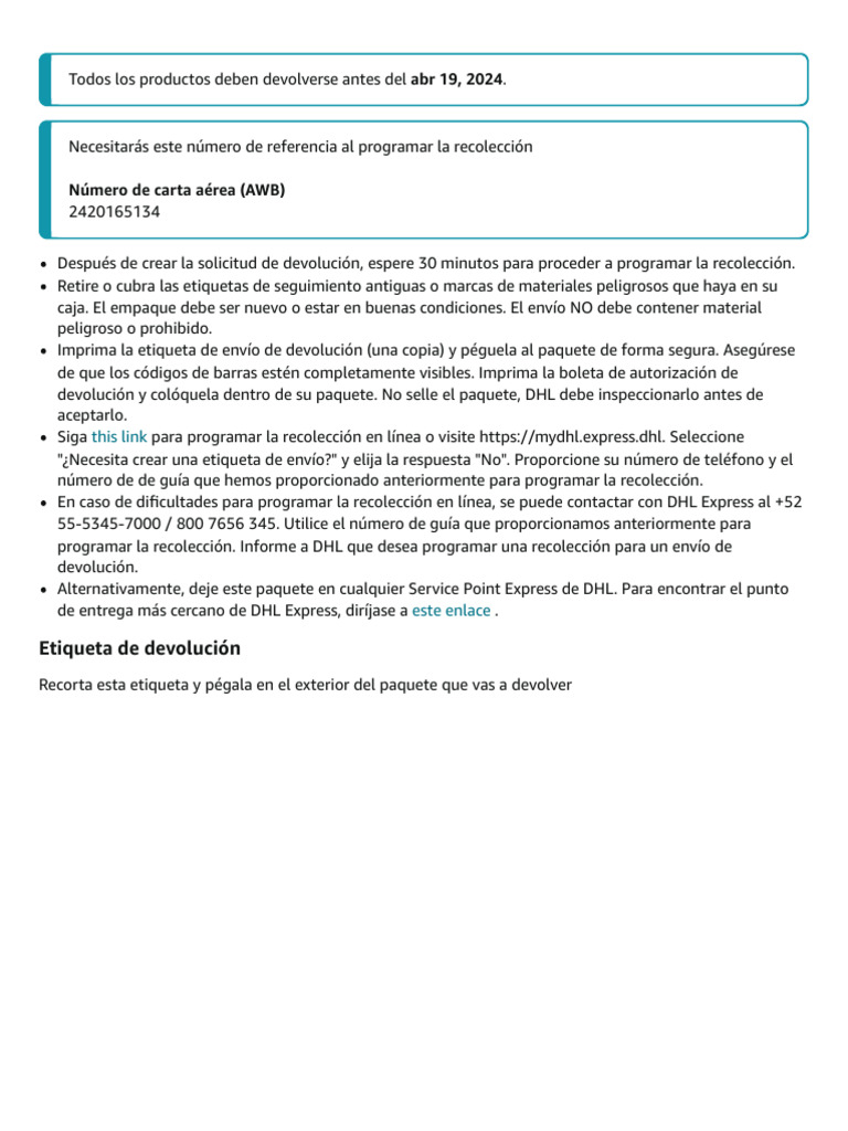 Centro de Devoluciones | PDF