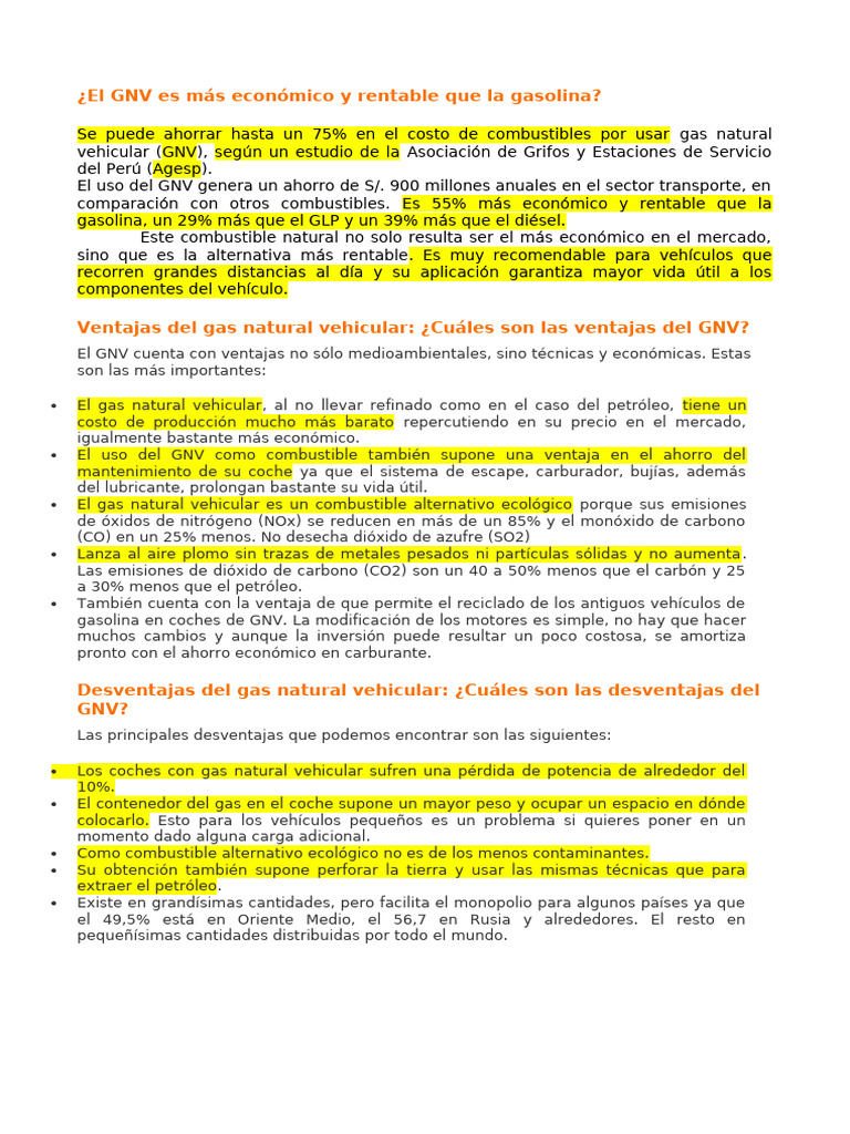 GNV | PDF | Gasolina | Gas natural