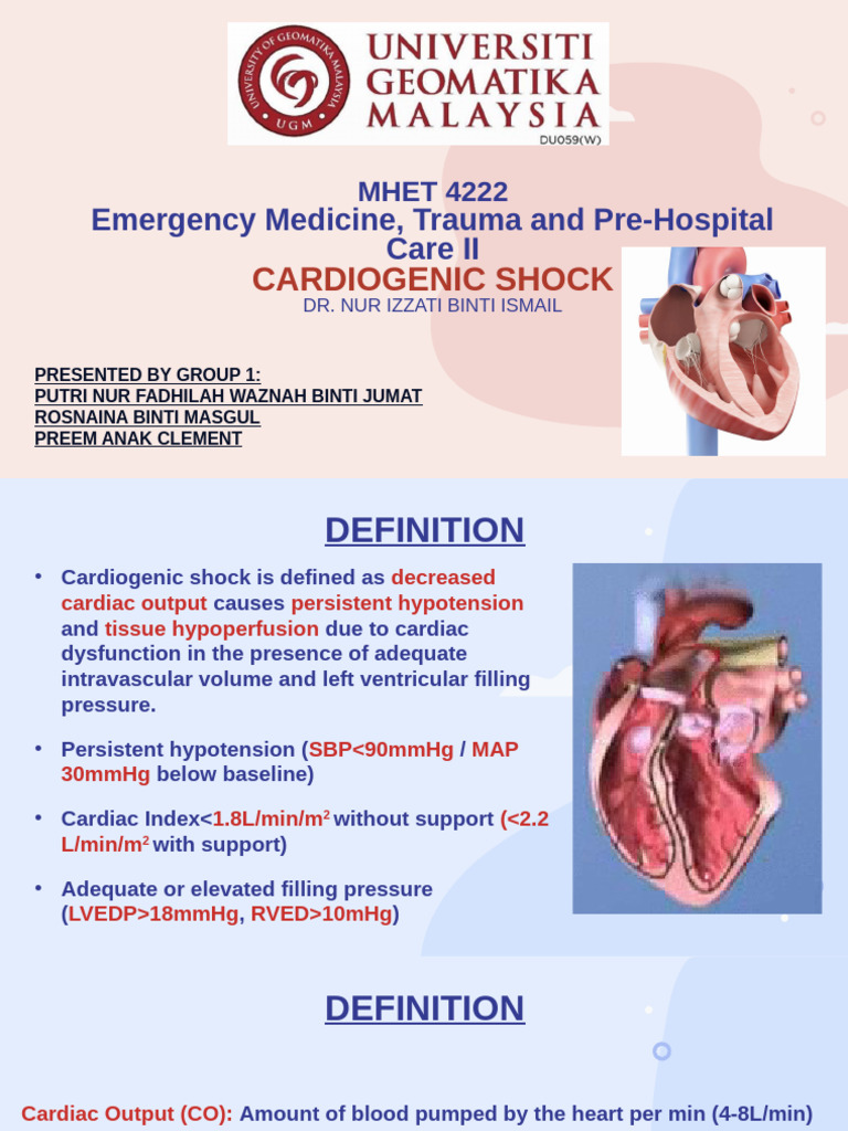 Cardiogenic Shock Group 1 (Putri, Ros, Preem) | PDF | Heart | Shock ...