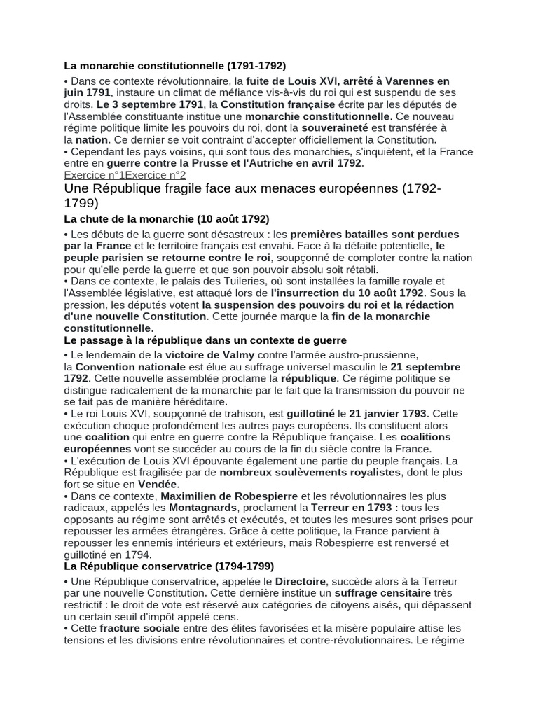 Histoire de la France : Monarchie à République | PDF | Napoléon ...