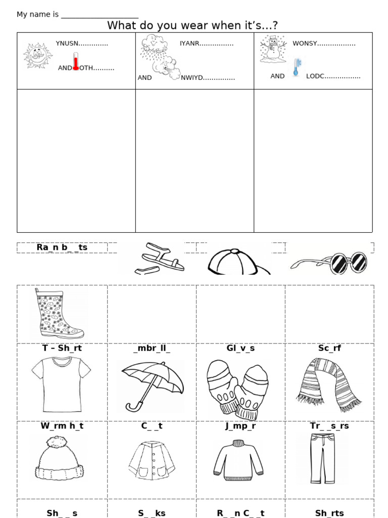 Weather and Clothes Fun Activities Games Information Gap Activities Pi ...