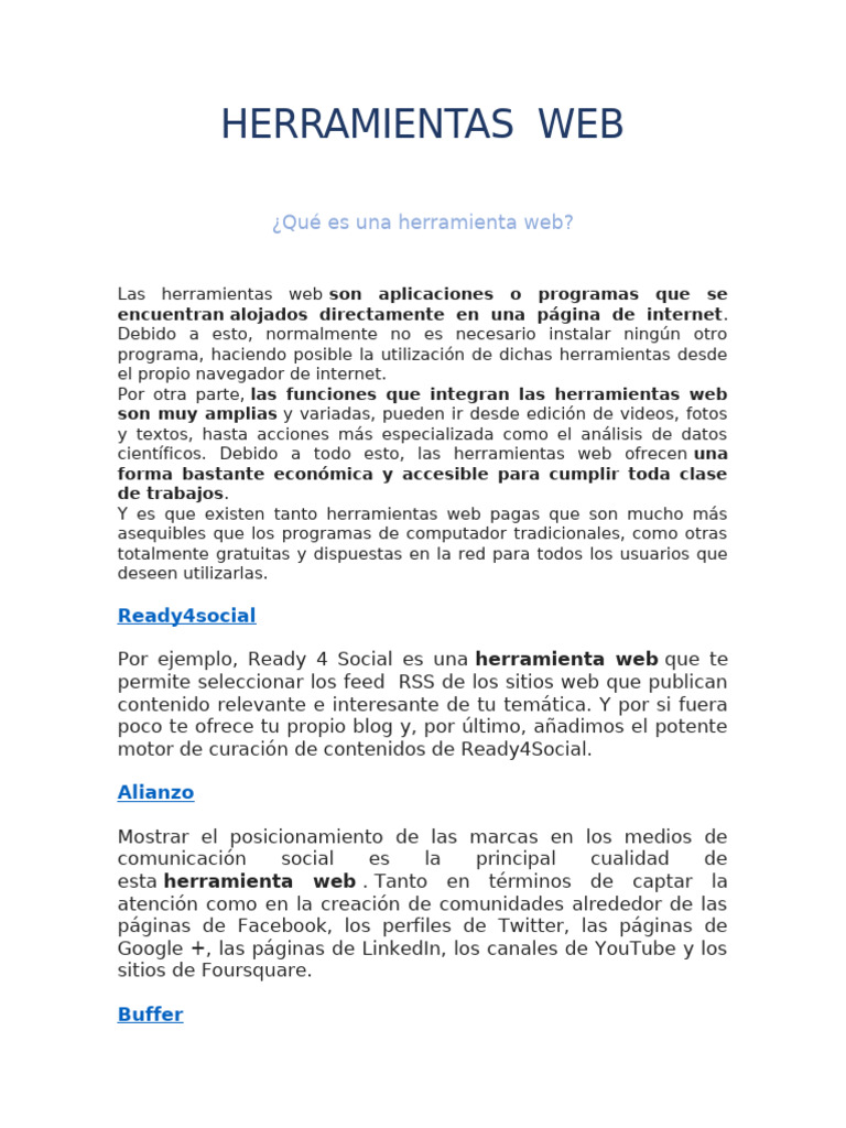 Herramientas Web 2 | PDF | HTML | Red mundial