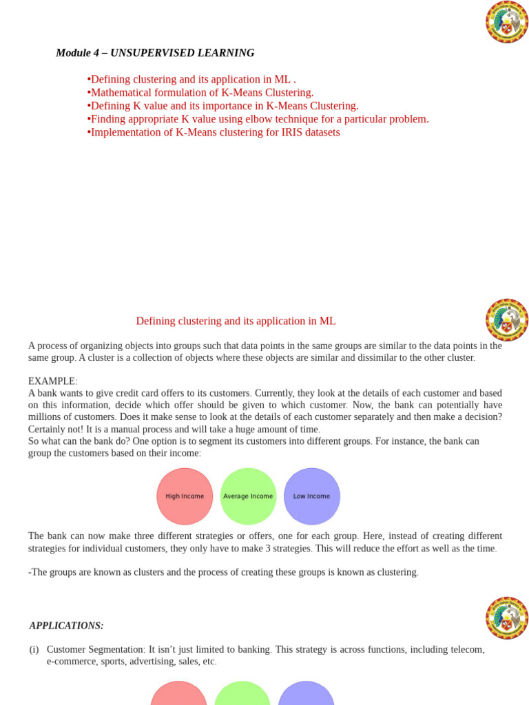 Mod4 - Unsupervised Learning | PDF | Algorithms | Applied Mathematics