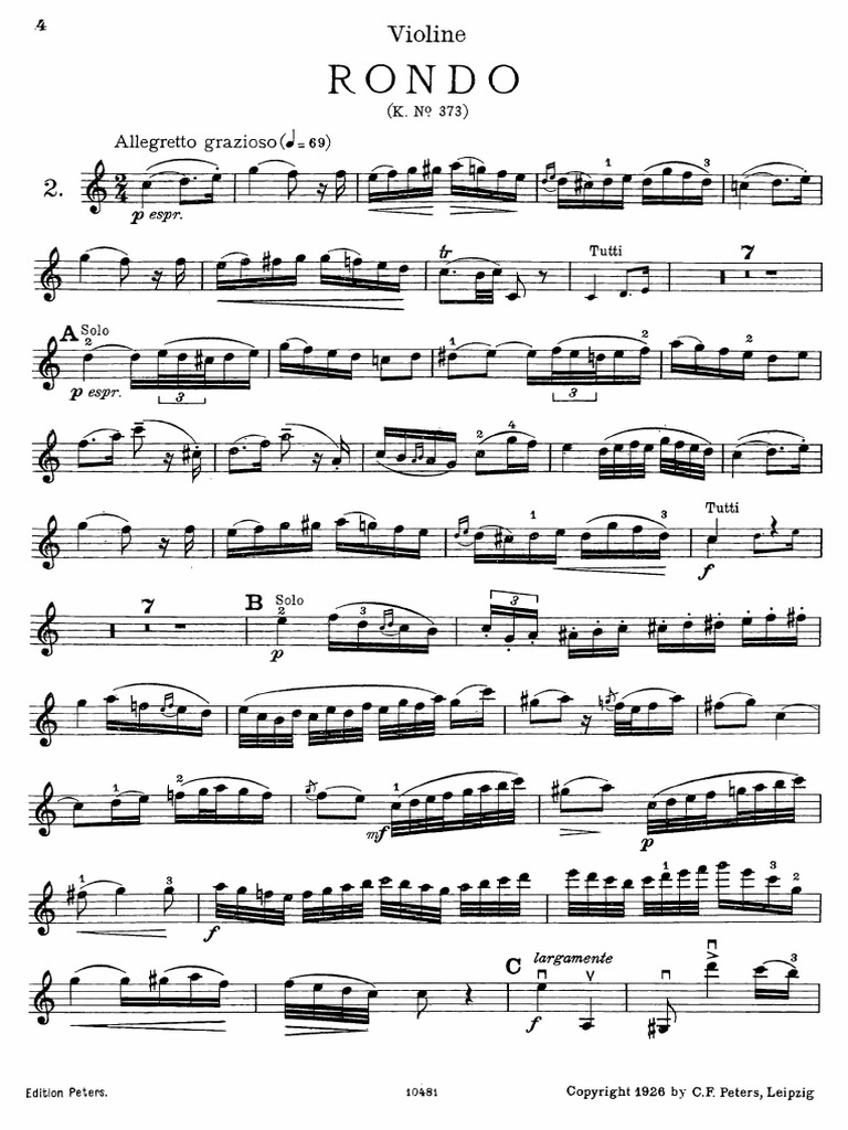 Mozart Rondo 373-Cmajor | PDF