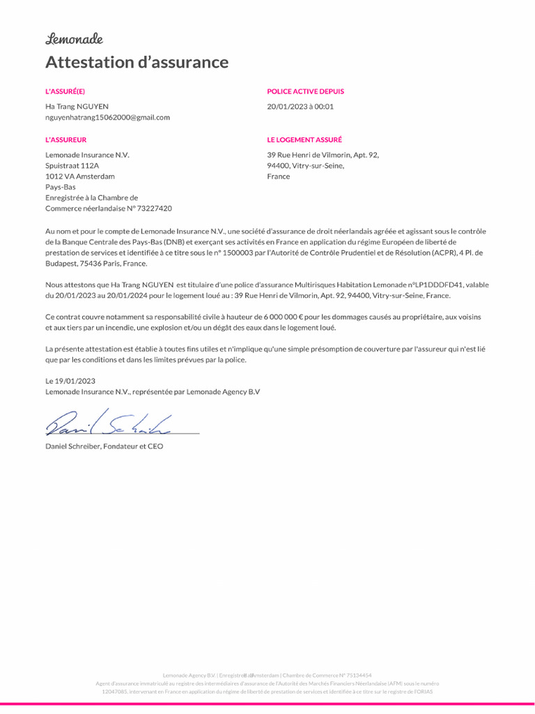 Attestation D'assurance | PDF