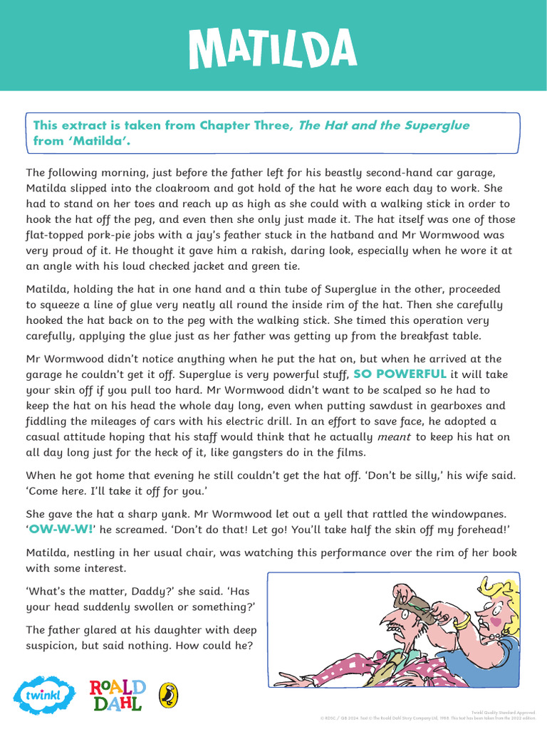 Matilda's Hat Glue Prank Explained | PDF