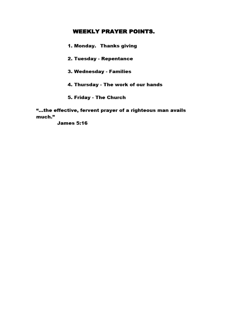Weekly Prayer Points. | PDF