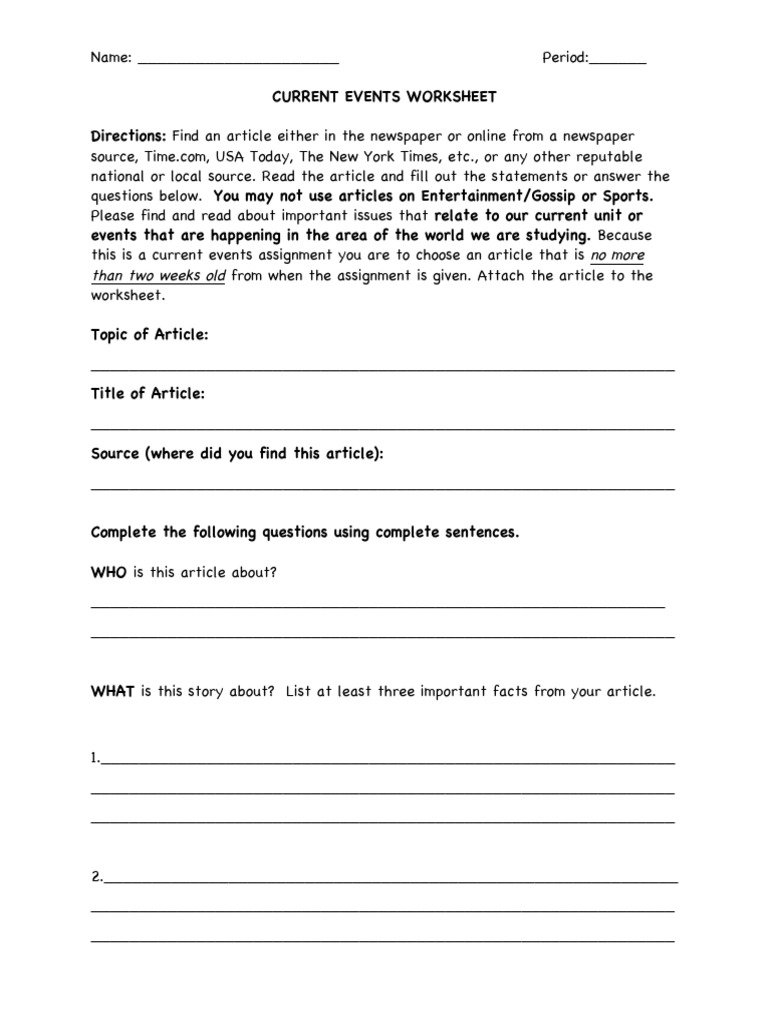 Scott Richardson Current Events Worksheet | PDF