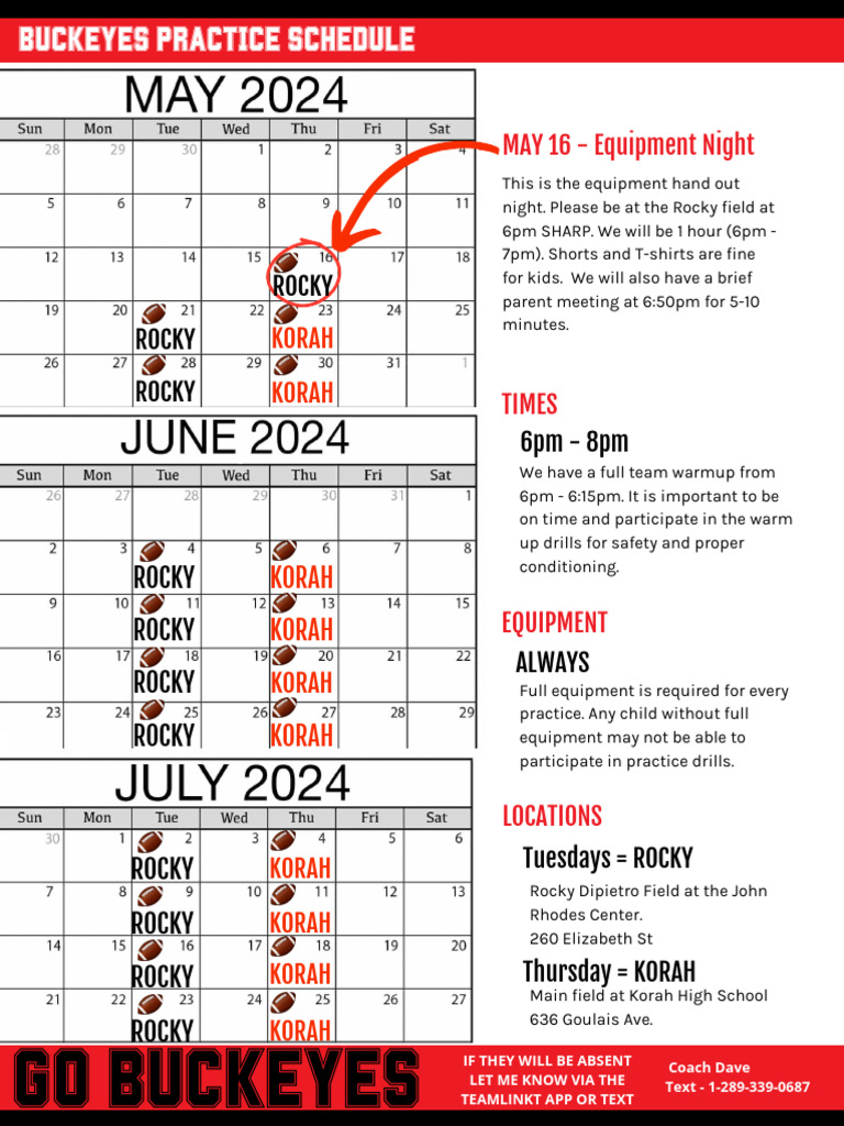 Buckeyes Practice & Game Schedule | PDF